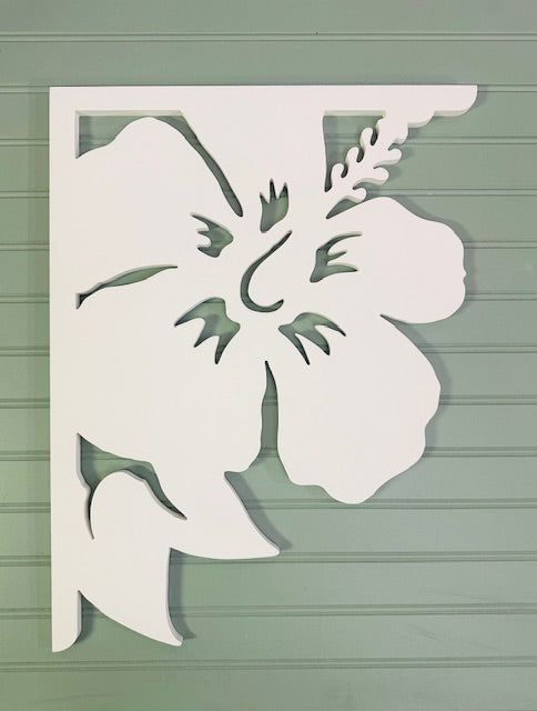 16" Hibiscus Decorative Bracket - Nature-Inspired PVC Corbel | Nature ...